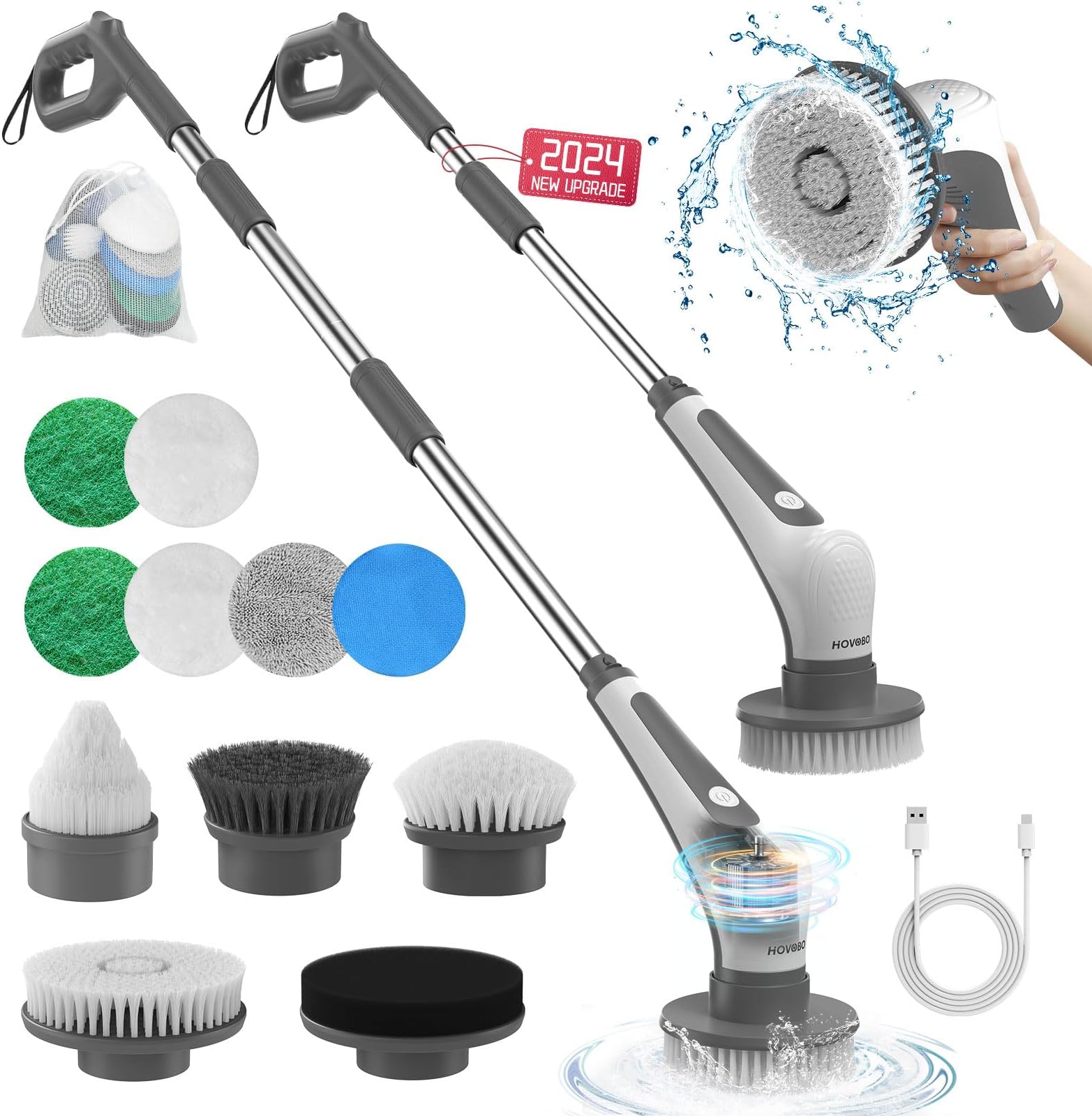 Amazon.com: HOTO Electric Spin Scrubber, IPX7 Full Body Waterproof Bathroom Shower Cleaning ...