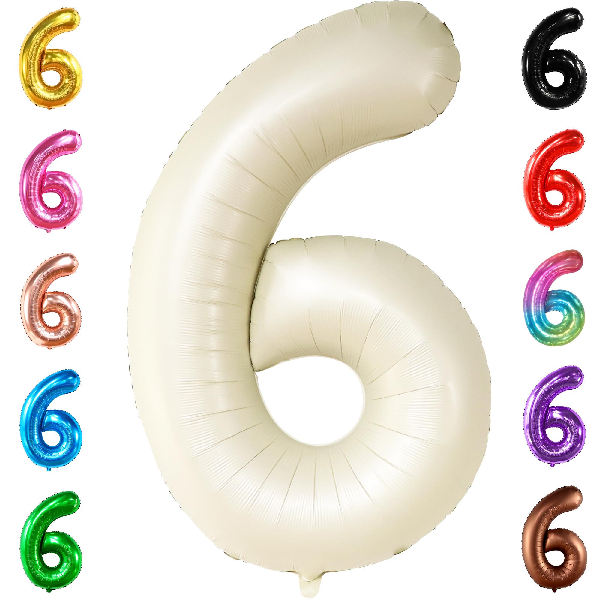Snapklik.com : Giant Cream Number 6 Balloon - 40 Inch 6th Birthday ...
