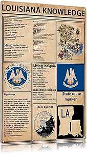 Amazon.com: JIUFOTK Louisiana Knowledge Metal Tin Signs Louisiana ...