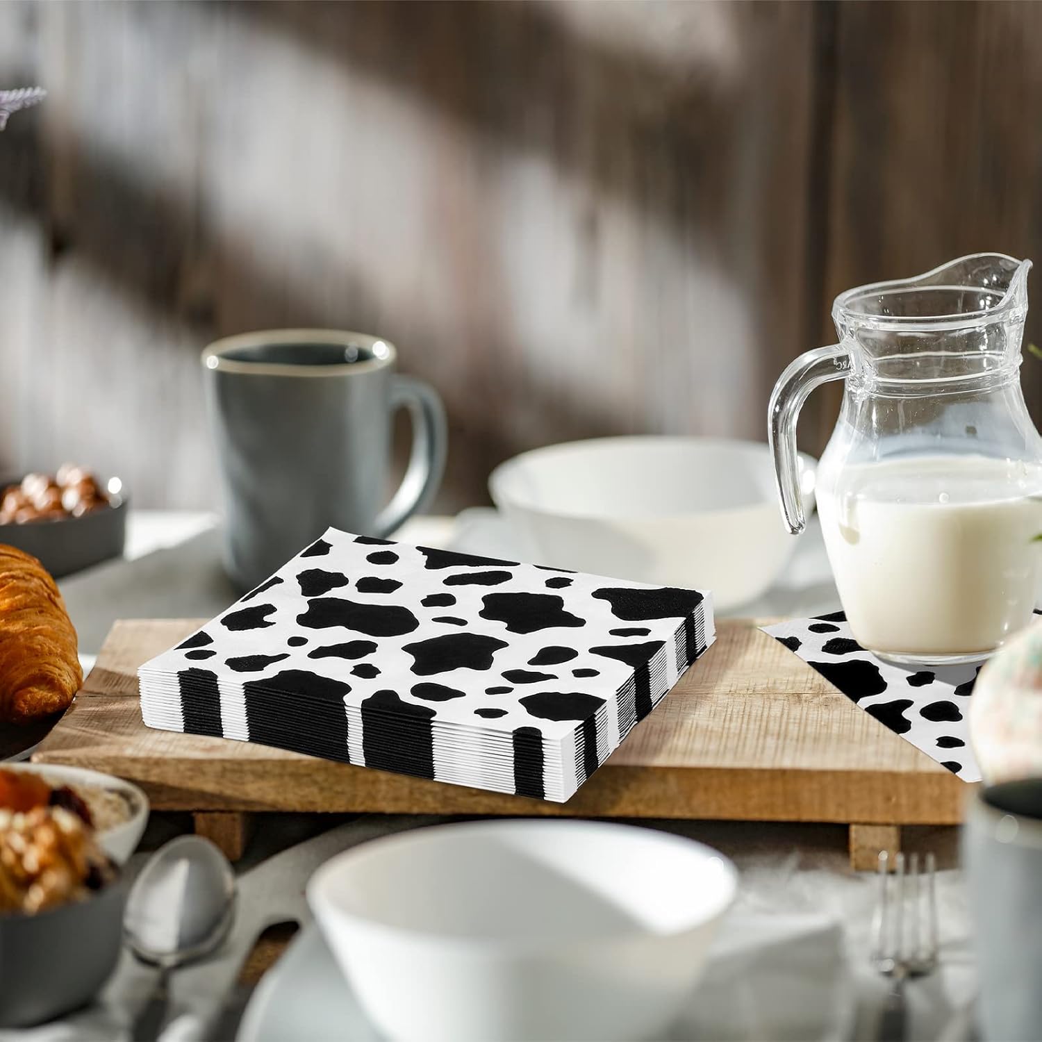 72 Pack Cow Party Napkins Cow Print Animal Cloth Napkin 3-Layers Farm ...