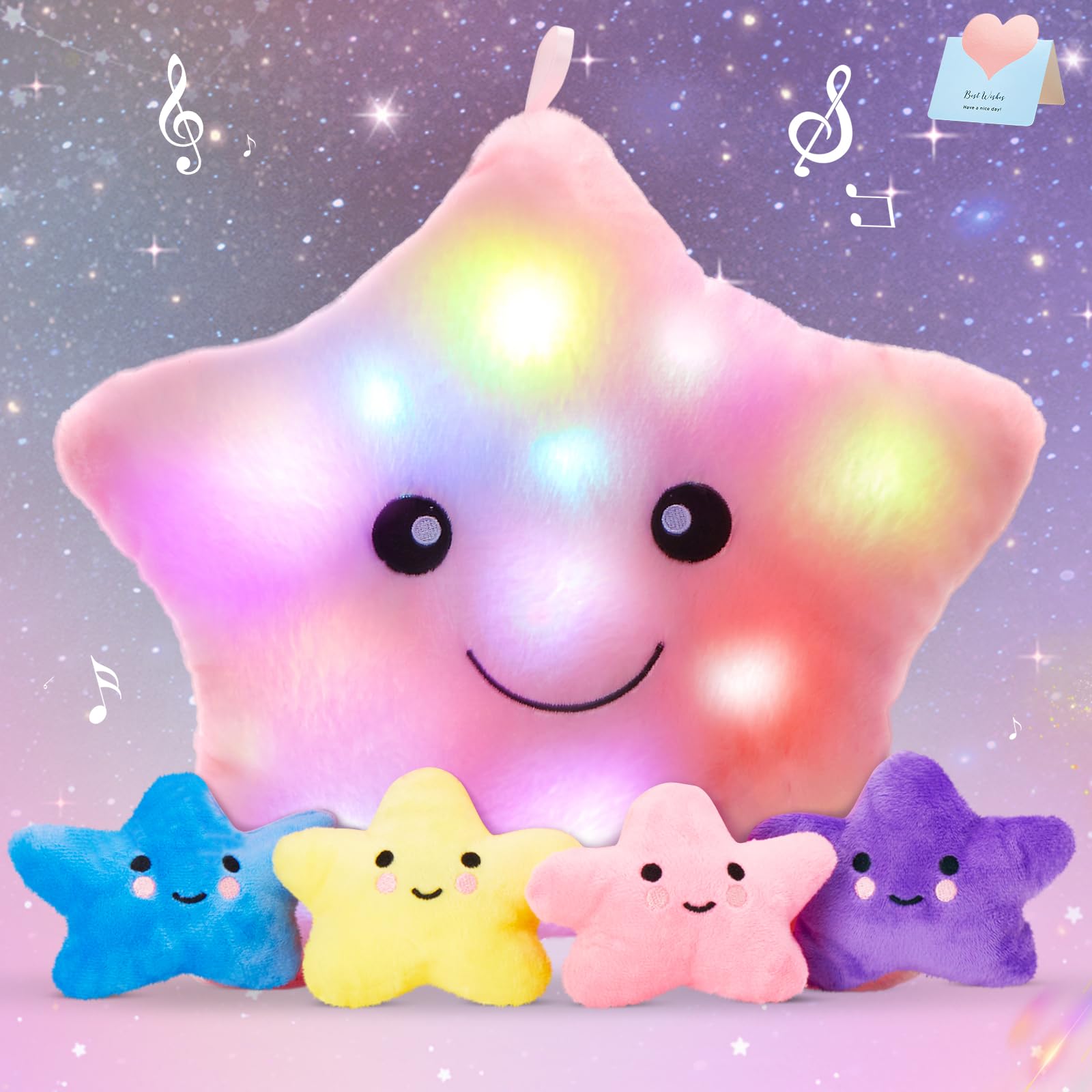Amazon.com: WEWILL 13-Inch Musical Star Plush Toy with LED Lights and 4 ...