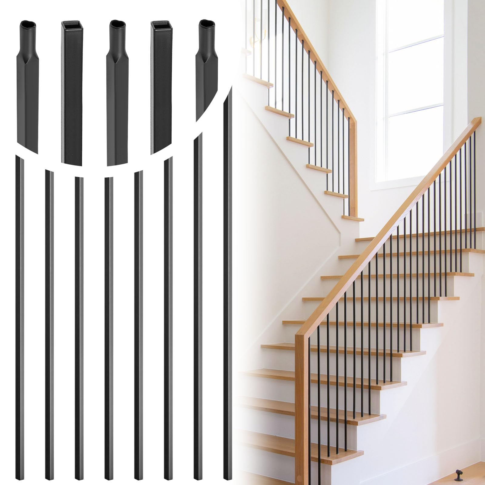 Snapklik.com : 15 Pack 44 Wrought Iron Balusters, Hollow Straight Bar ...