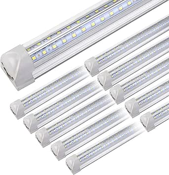 10Pack 4FT LED Shop Light - 50W 8000LM 6500K Linkable Clear Cover T8 ...