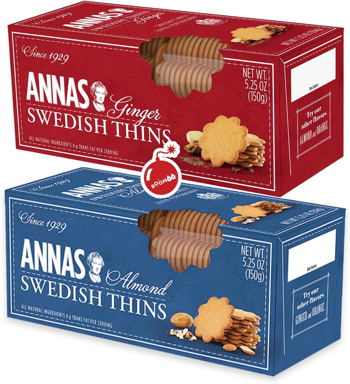 Annas Swedish Thins, Ginger And Almond - 150g x2 - Non GMO, Vegan ...