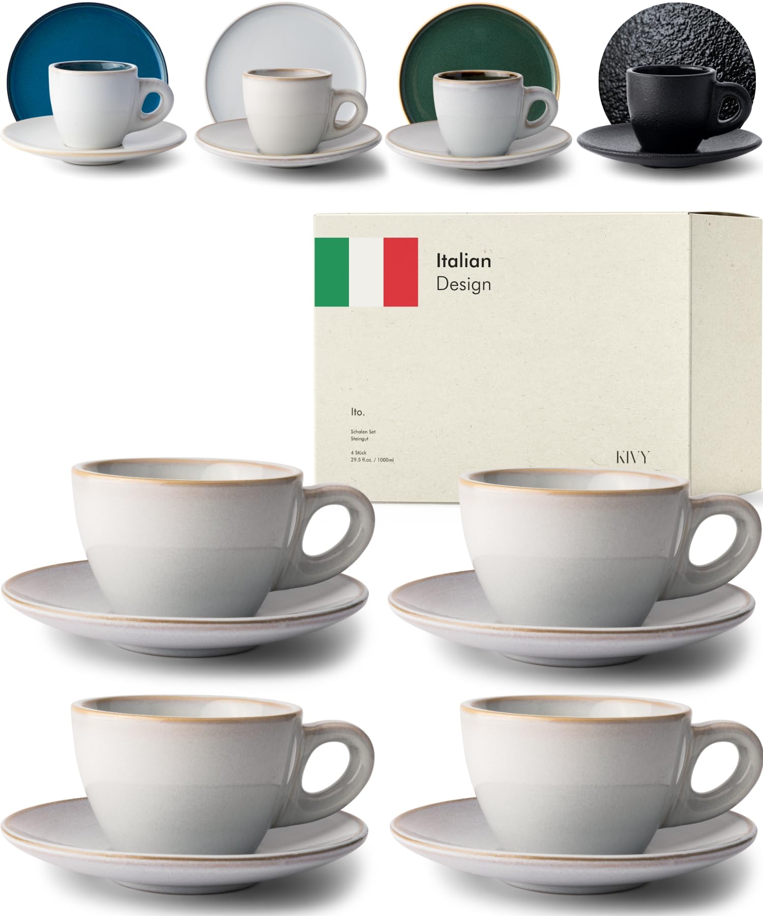 Amazon.com: KIVY Cappuccino cups set of 4 [6oz] - Thick-walled ...