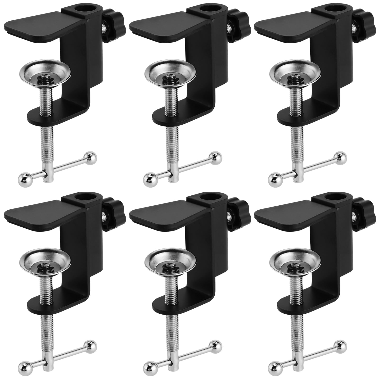 FUNSUEI 6PCS C Shape Desk Table Mount Clamp, Black Table Mounting Clamp ...