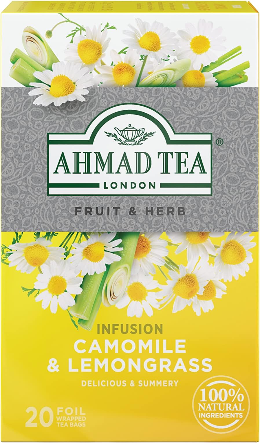 Amazon.com : Ahmad Tea Camomile & Lemongrass Infusion, 20 Count (Pack ...