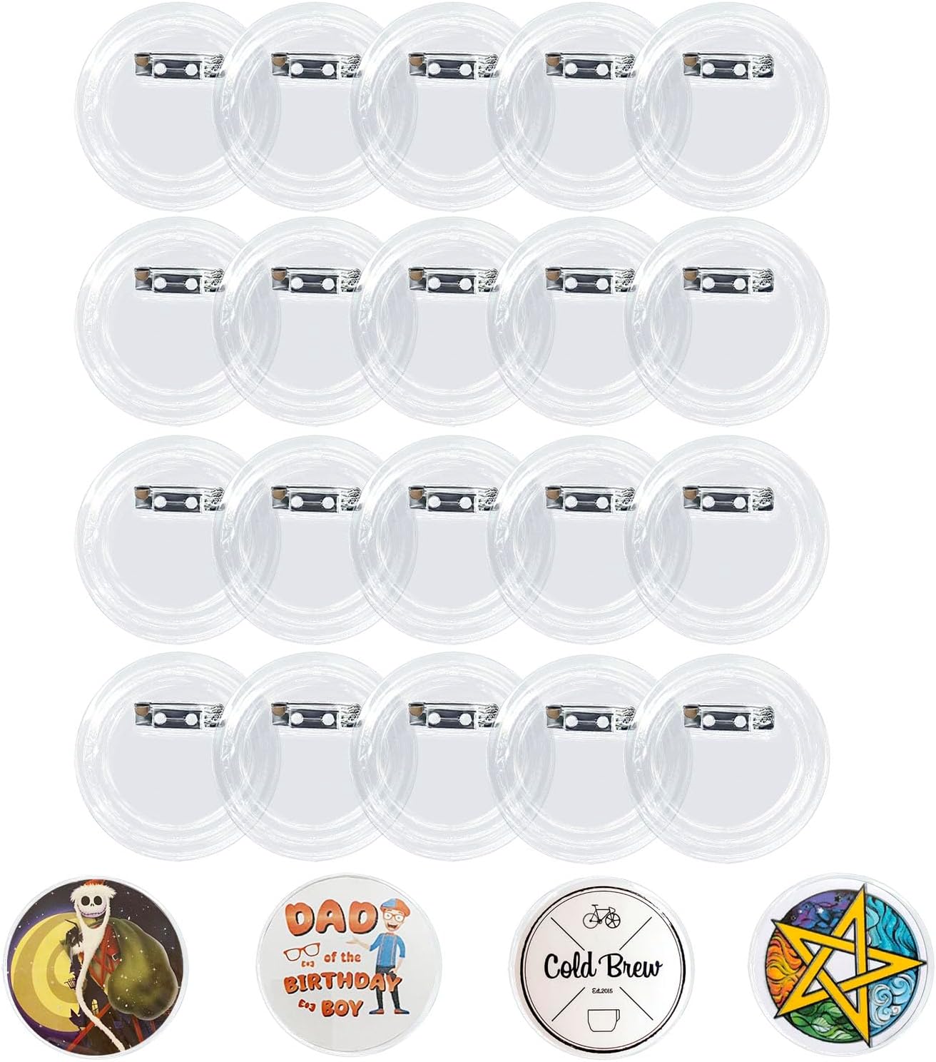 Amazon.com: 20 Pcs Acrylic Badge Pins Clear Plastic Craft Button With ...