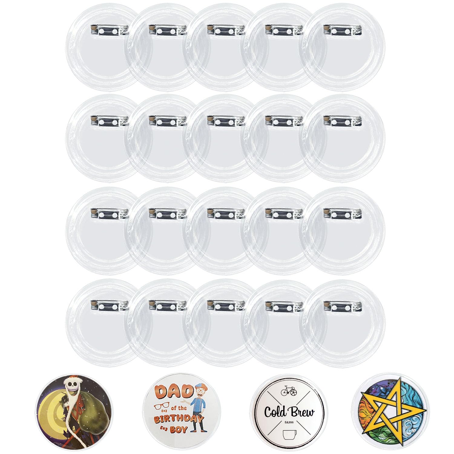 Amazon.com: 20 Pcs Acrylic Button Pins Badge Clear Plastic Craft Button ...