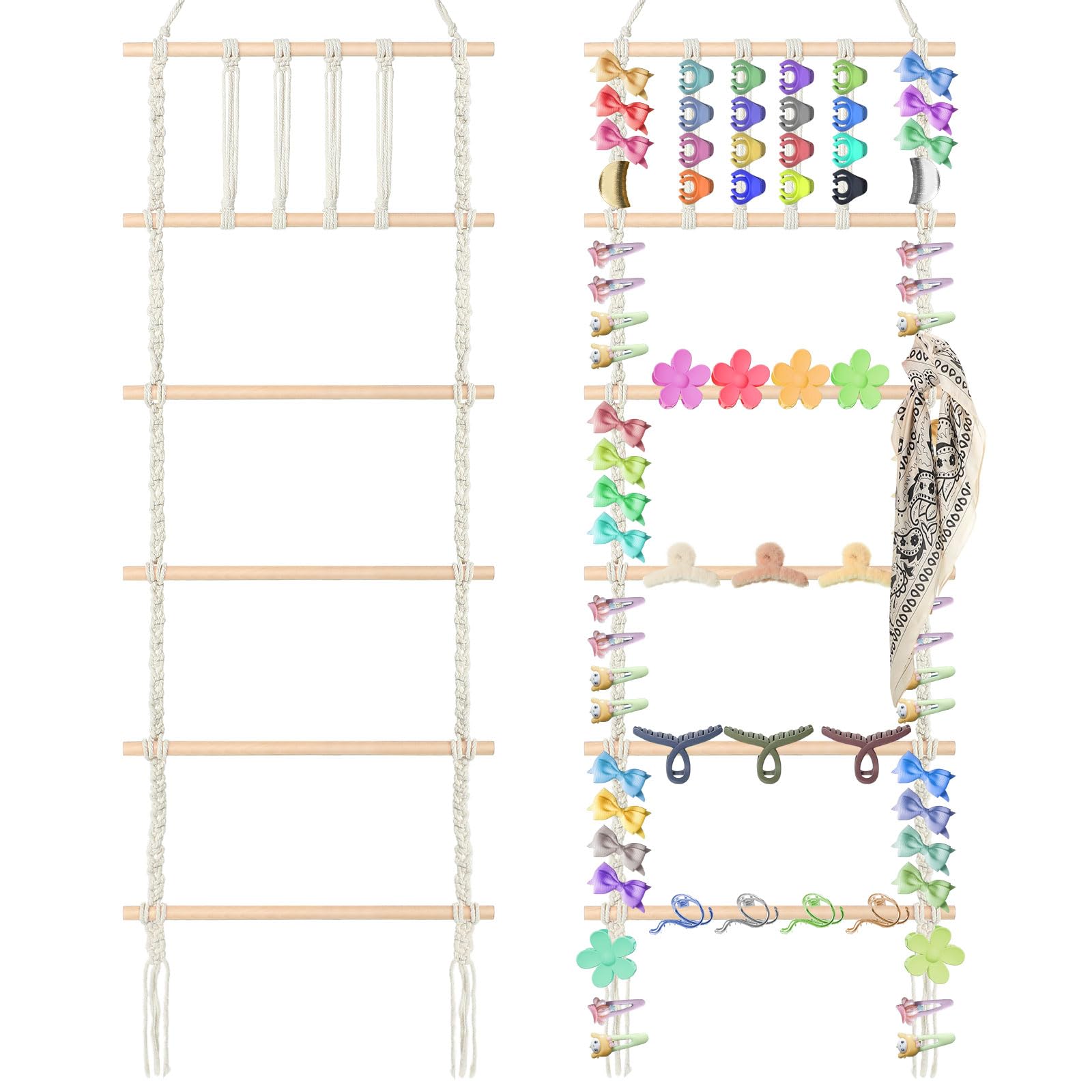 Amazon.com: Geetery Macrame Hair Claw Clip Organizer Boho Hanging Hair ...