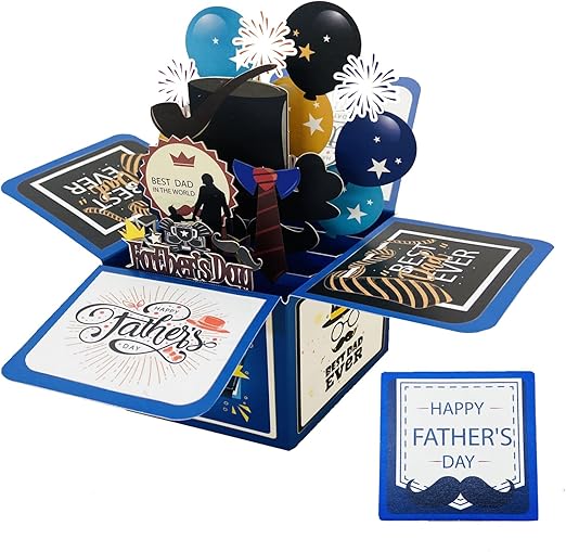 Amazon.com : JUESMOS Fathers Day Pop Up Card Fathers Day Card 3D Pop Up ...