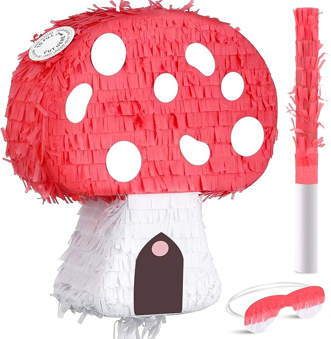 Amazon.com: Charniol Mushroom Pinata with Stick and Blindfold, Paper ...