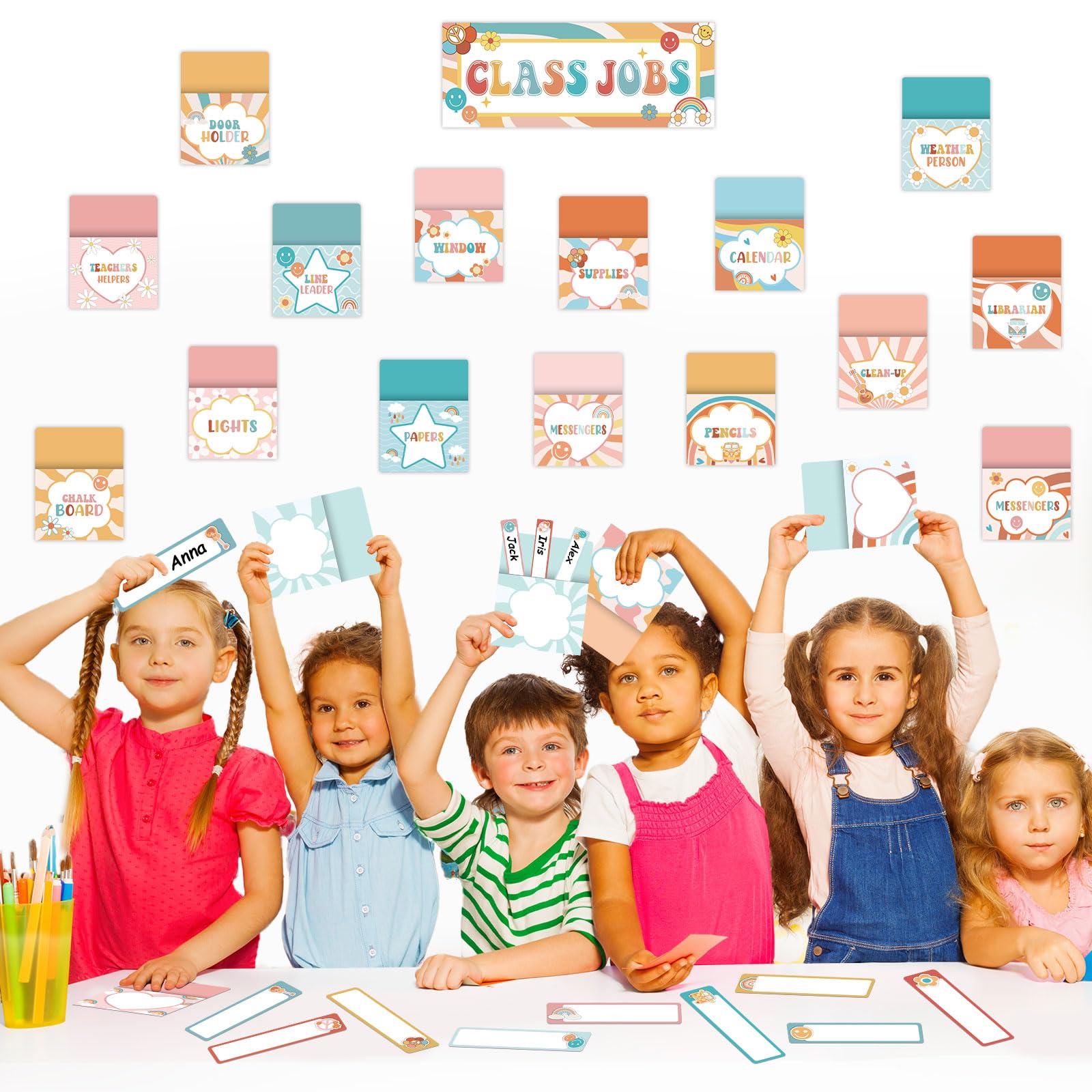 Snapklik.com : ZOiiWA 81pcs Groovy Class Jobs Bulletin Board Hippie ...