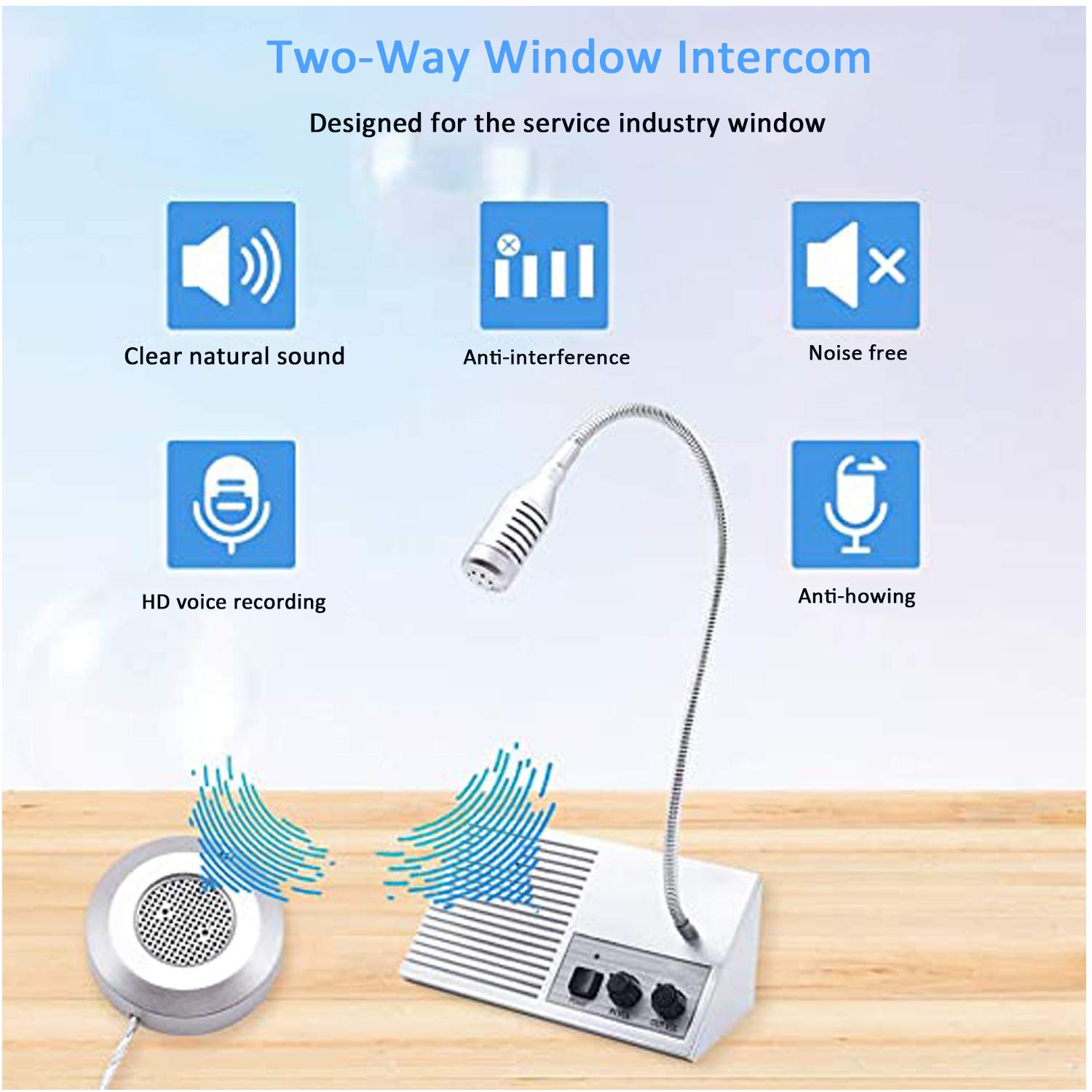 Window Intercom Speaker System Glass Microphone Counter Two Way ...