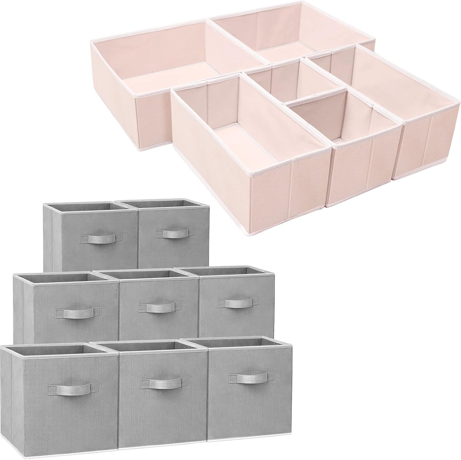 Amazon.com: 8 Pack 11 inch Fabric Storage Cubes with 6 Pack Bra Sock ...