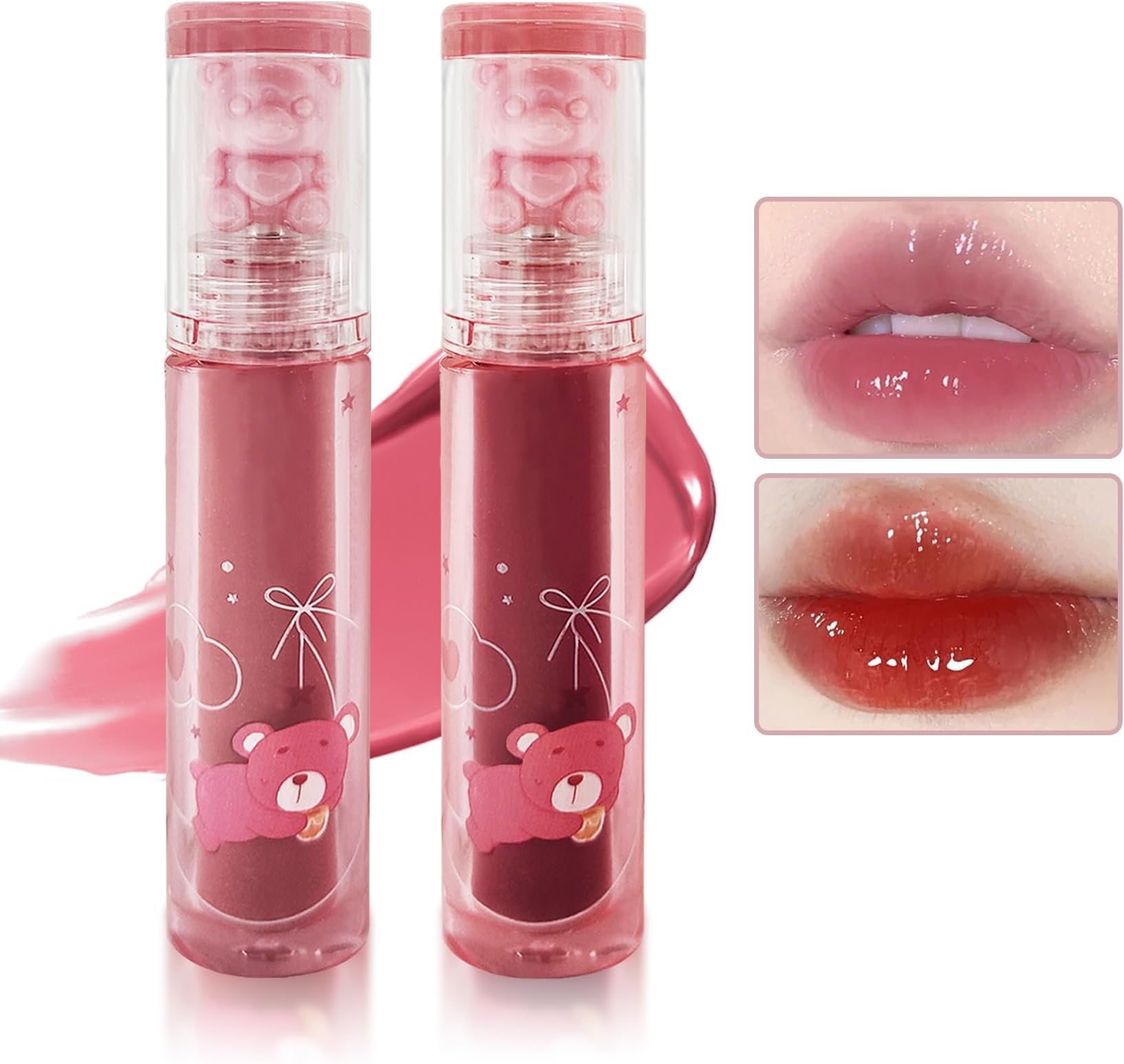 Amazon.com : ZHISHUDL 2PCS Jelly Lipstick Cute Lip Gloss Bear Lip Glaze ...