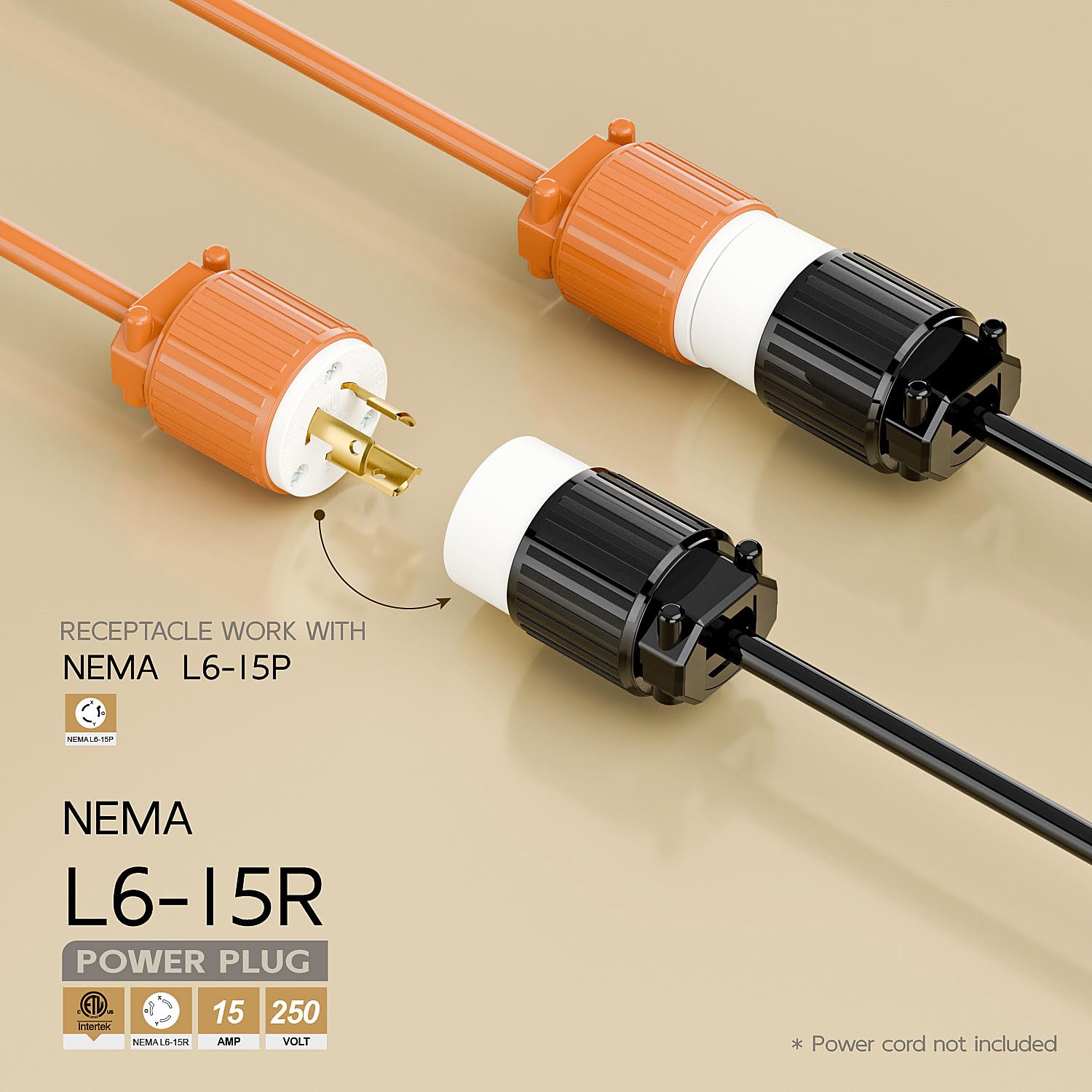 Snapklik.com : Nema L6-15R 15 A/250V 2 Pole 3 Wire Industrial Grade ...