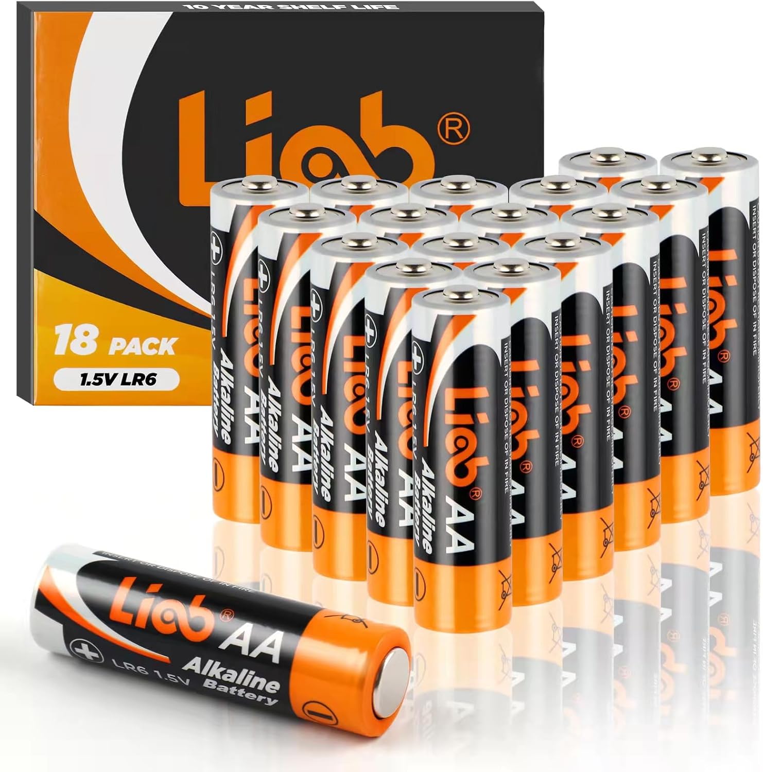 LiCB 18-Pack AA Batteries with Increased Energy per Unit Volume,Leakproof 1.5 Volt Double A High ...