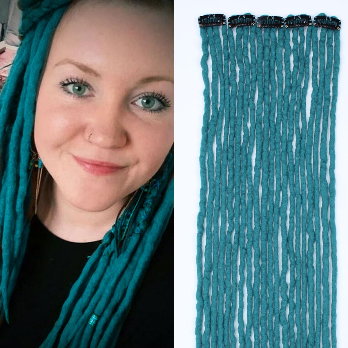 Amazon.com : Pouweney 22 inch 5 Packs Clip in Wool Dreadlock Extensions ...