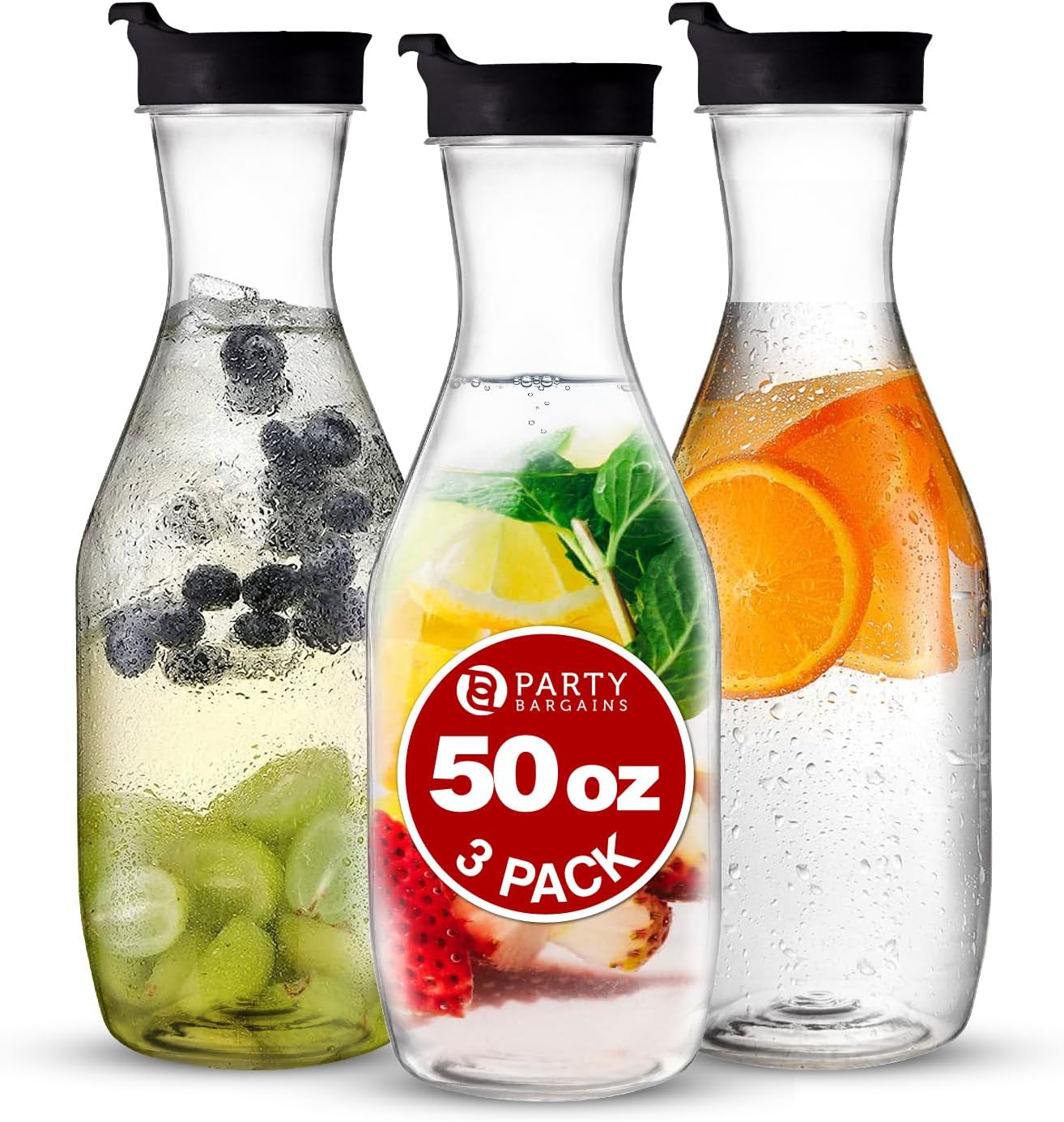 Amazon.com: Lallisa 8 Pcs 54 oz Plastic Carafe Water Carafe with Lid ...