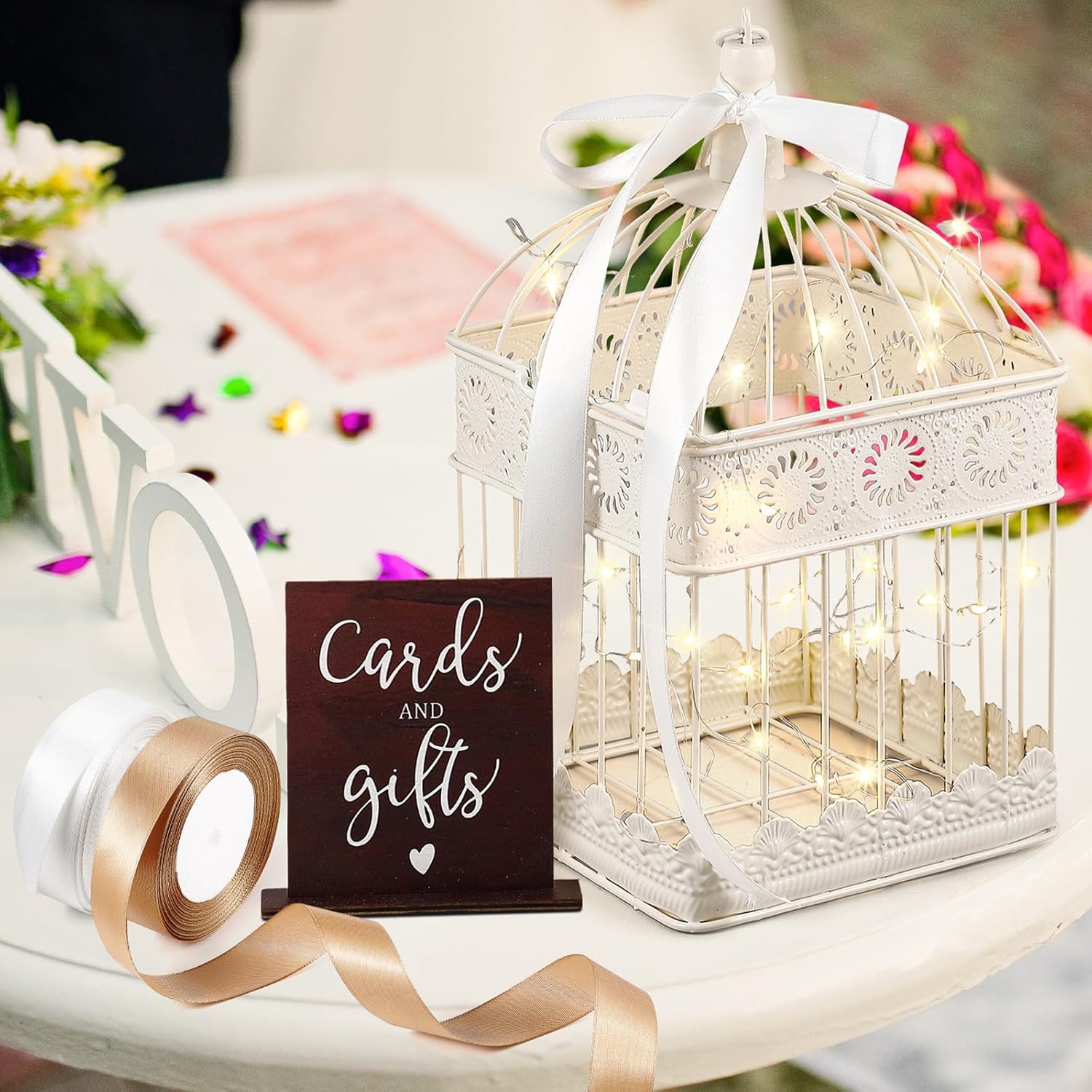 Amazon.com: Yiyiring Wedding Card Box Vintage Birdcage Card Box Metal ...
