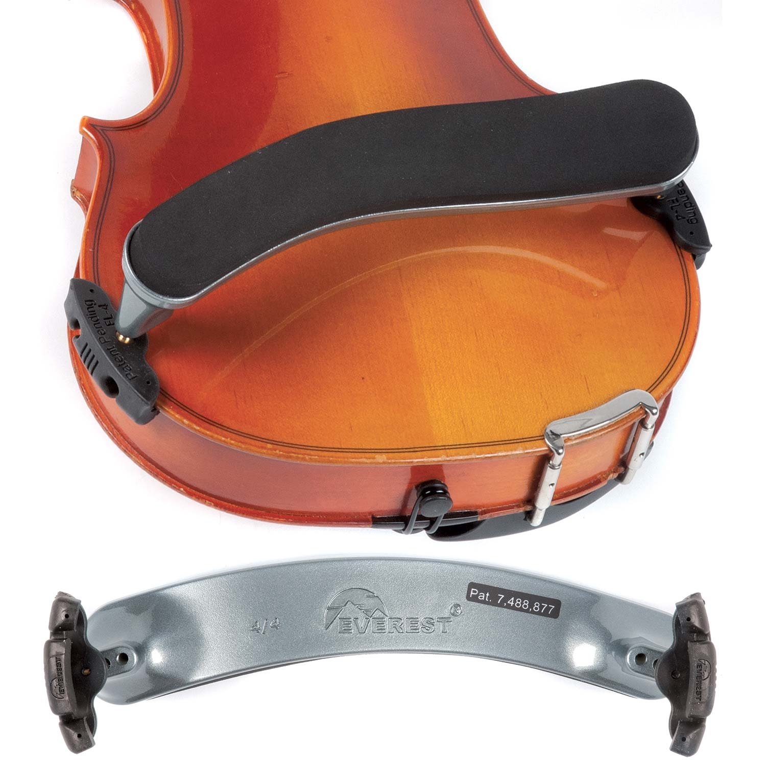 Snapklik.com : 4/4 Violin ES Silver Shoulder Rest