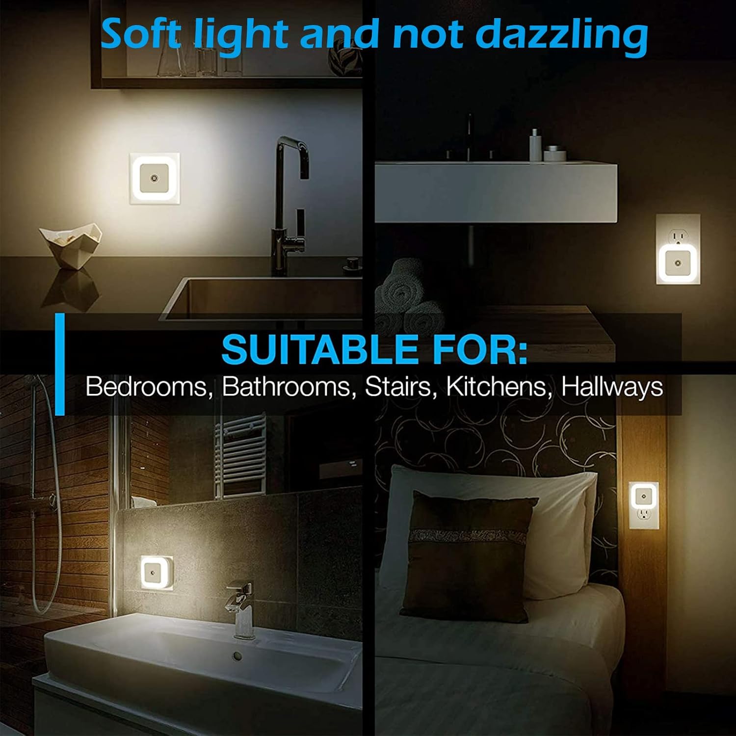 3 Pack Plug in LED Night Light, Night Lights with Dusk to Dawn ...