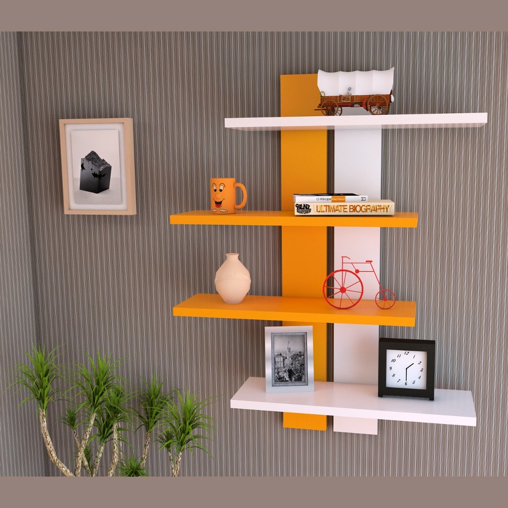 Homey Essense Floating Wall Shelf Rack for Living Room | Set of 4 ...