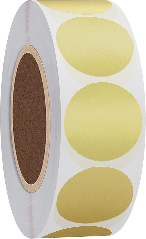 Hylabelest Round Color Coding Dot Labels 1 Inch Metallic Foil Golden ...