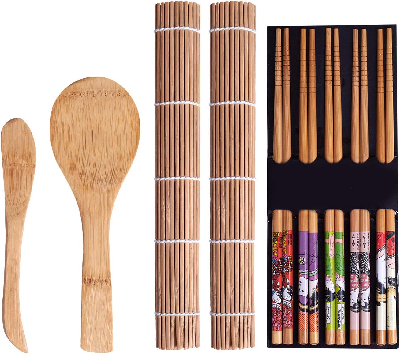 Sushi Making Kit, 9 Pieces Bamboo Sushi Making Set for Beginner ...