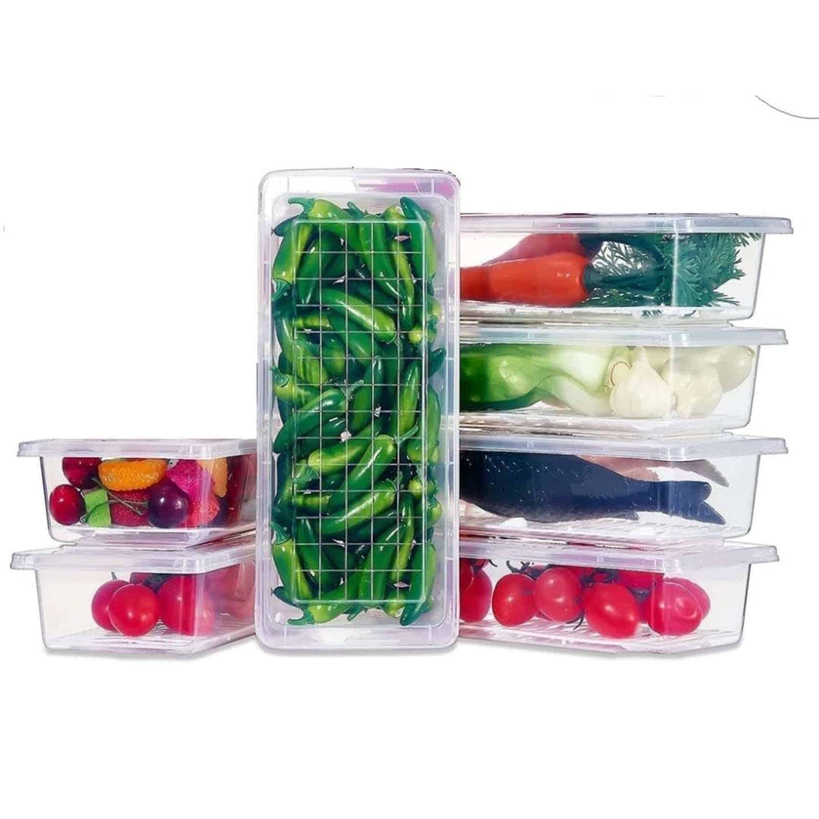 JADE-X Fridge Storage Box Containers Stackable, Plastic, for Storing ...