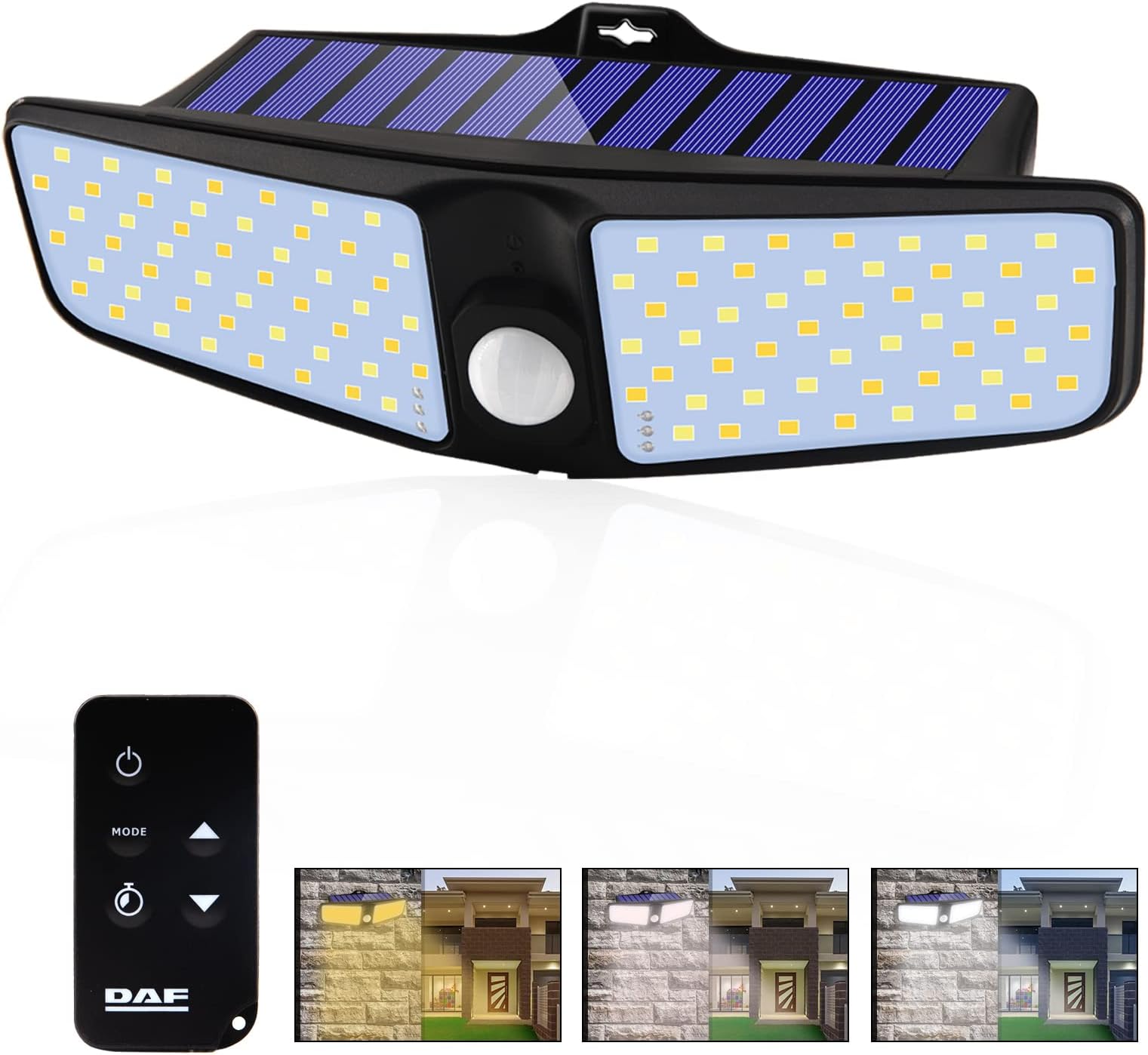 Solar Motion Lights Outdoor 2700K-6500K, 100LED Motion Sensor Flood ...