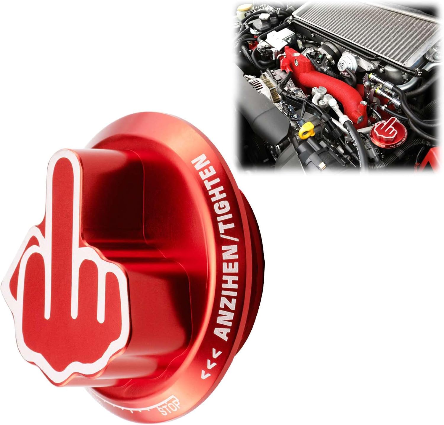 Amazon.com: Red Middle Finger Novelty Engine Oil Filter Tank Cap Cover ...