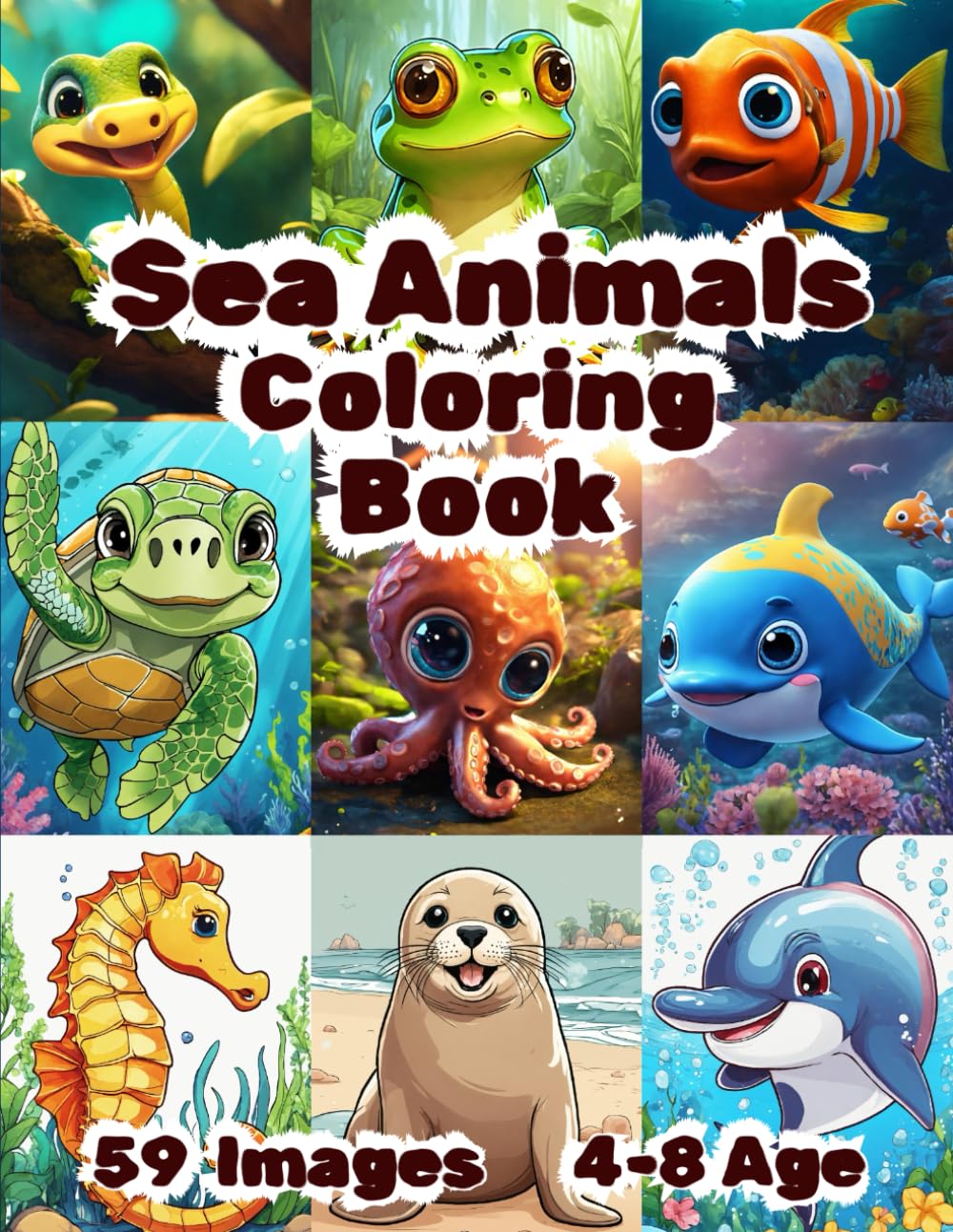 Sea Animals Coloring Book for kids/toddler cute cartoon Crocodiles ...