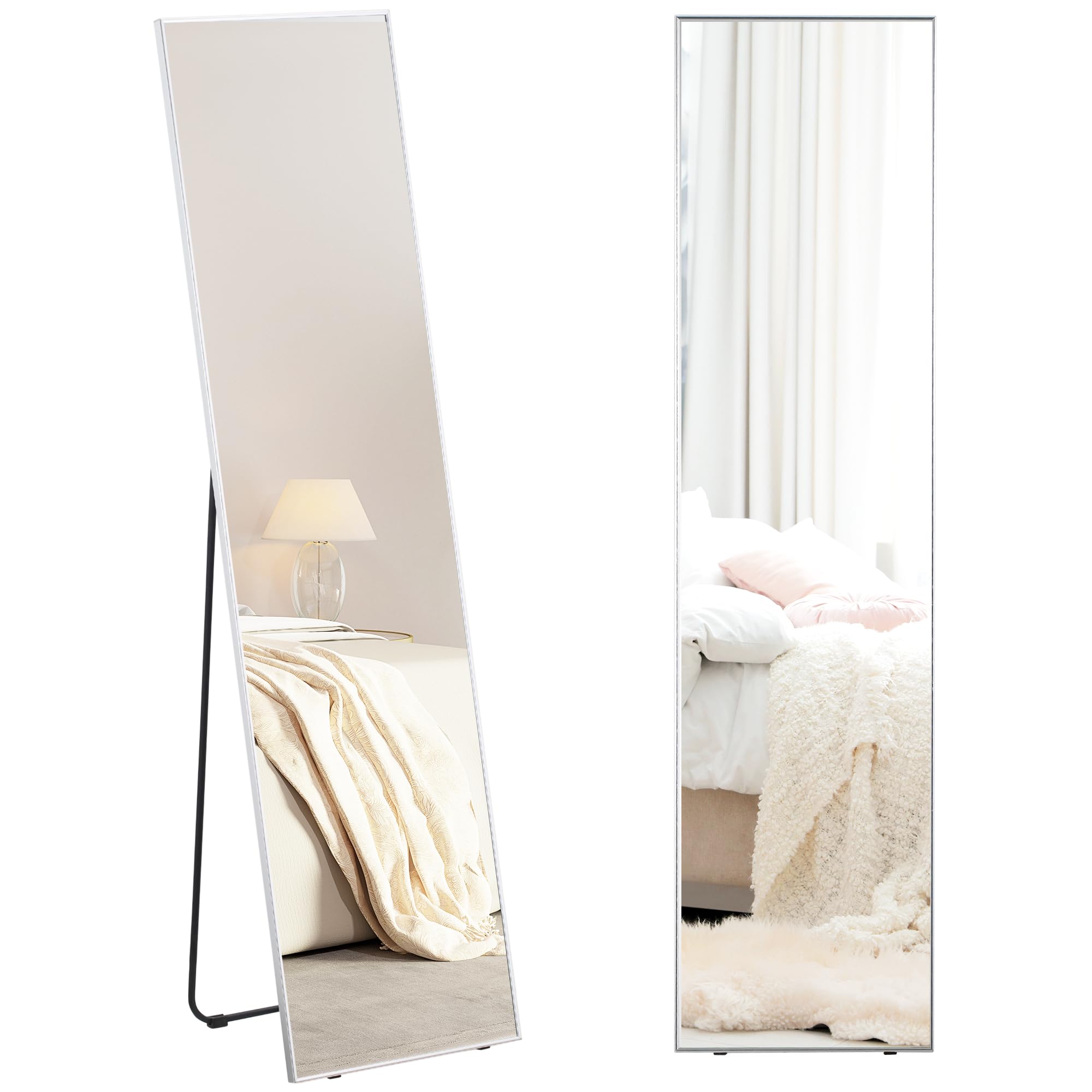 HOMCOM Full Length Mirror Wall-Mounted, 160 x 40 cm Freestanding ...