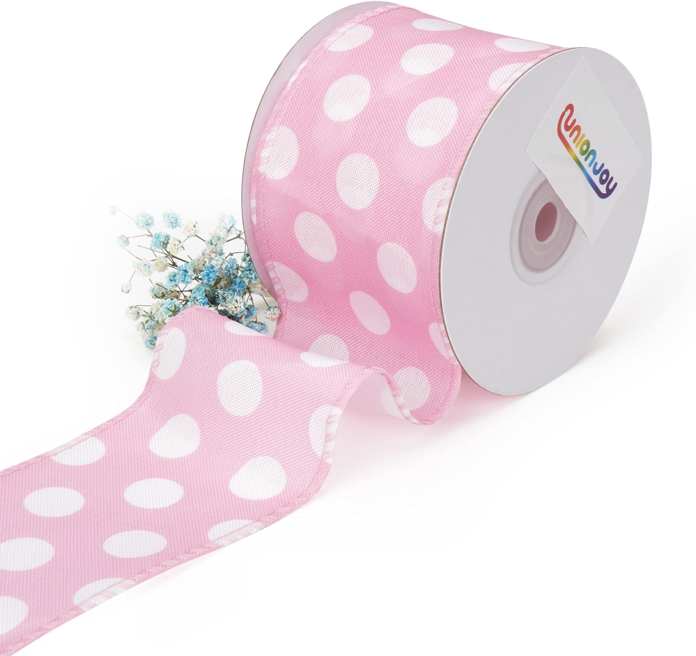 Amazon.com: Polka Dot Wired Ribbon, Pink White, 1.5 Inch x 10 Yards