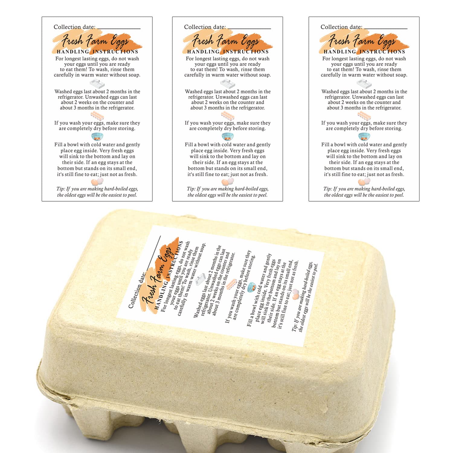 Amazon.com: MAOSH Farm Fresh Egg Care Stickers, Handling Instruction ...