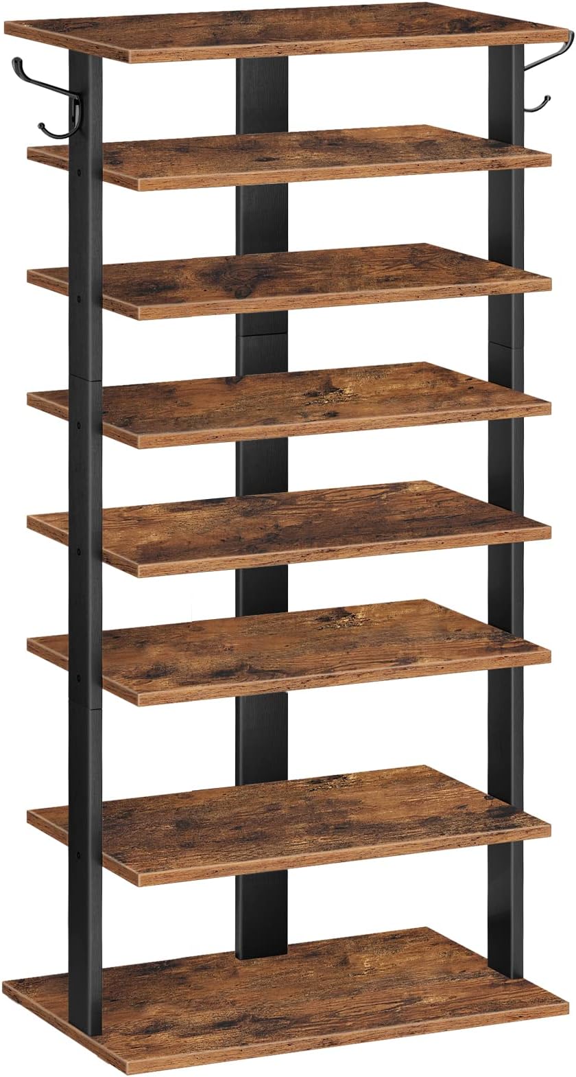 HOOBRO Shoe Rack Wooden, Tall Shoe Rack, Narrow Shoe Storage Organizer ...