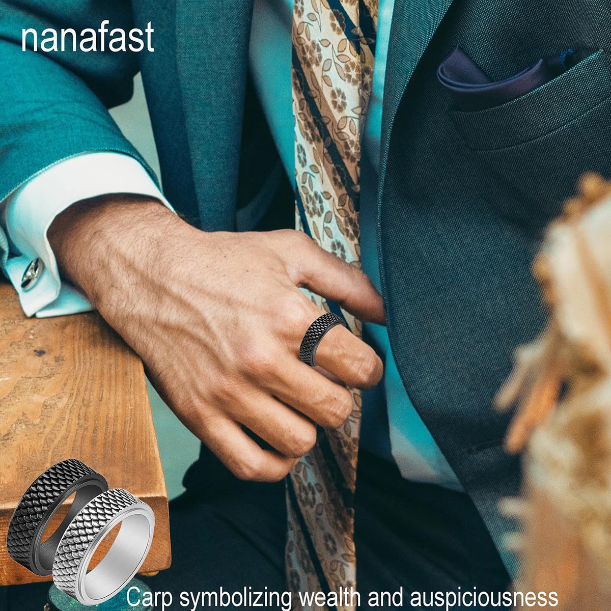 Snapklik.com : Dragon Scale Fidget Ring For Men Cool Stainless Steel ...