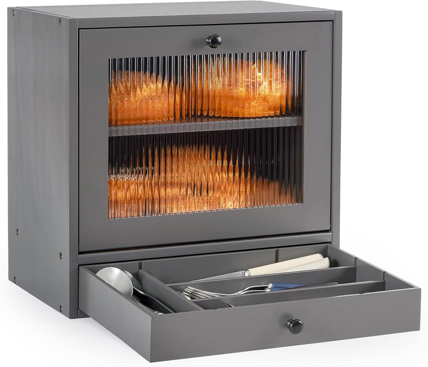 Amazon.com: Sunhoo Bread Box for Kitchen Countertop Bin 2 Layer Wooden ...