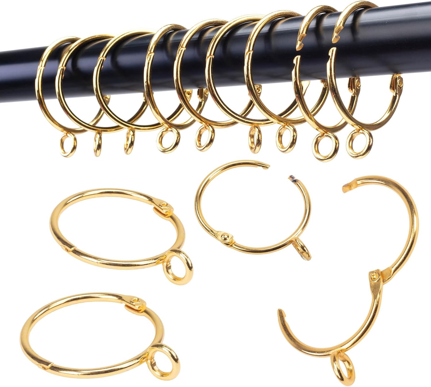 Amazon.com: Openable Curtain Rings with Eyelet,24PCS Curtain Rings ...