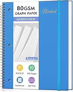 Amazon.com : Graph Paper Notebook,1 Subject 80GSM Thick Grid Paper ...