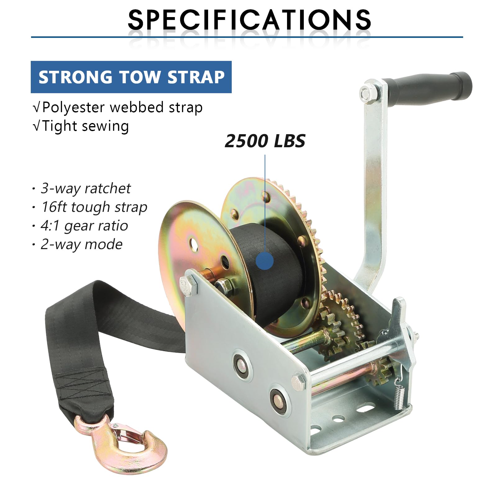 Snapklik.com : DASBET Boat Trailer Winch Hand Winch Crank Cable