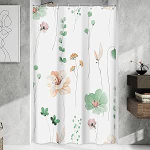 Amazon.com: WITHLOC Waterproof Shower Curtain Set with Hooks - Watercolor Sage Green Floral ...