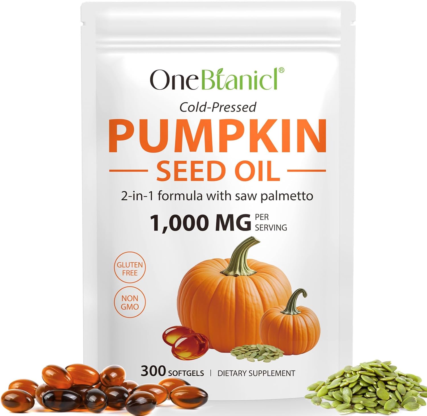 Pumpkin Seed Oil with Saw Palmetto | Cold-Pressed Formula | 1000 mg Per ...