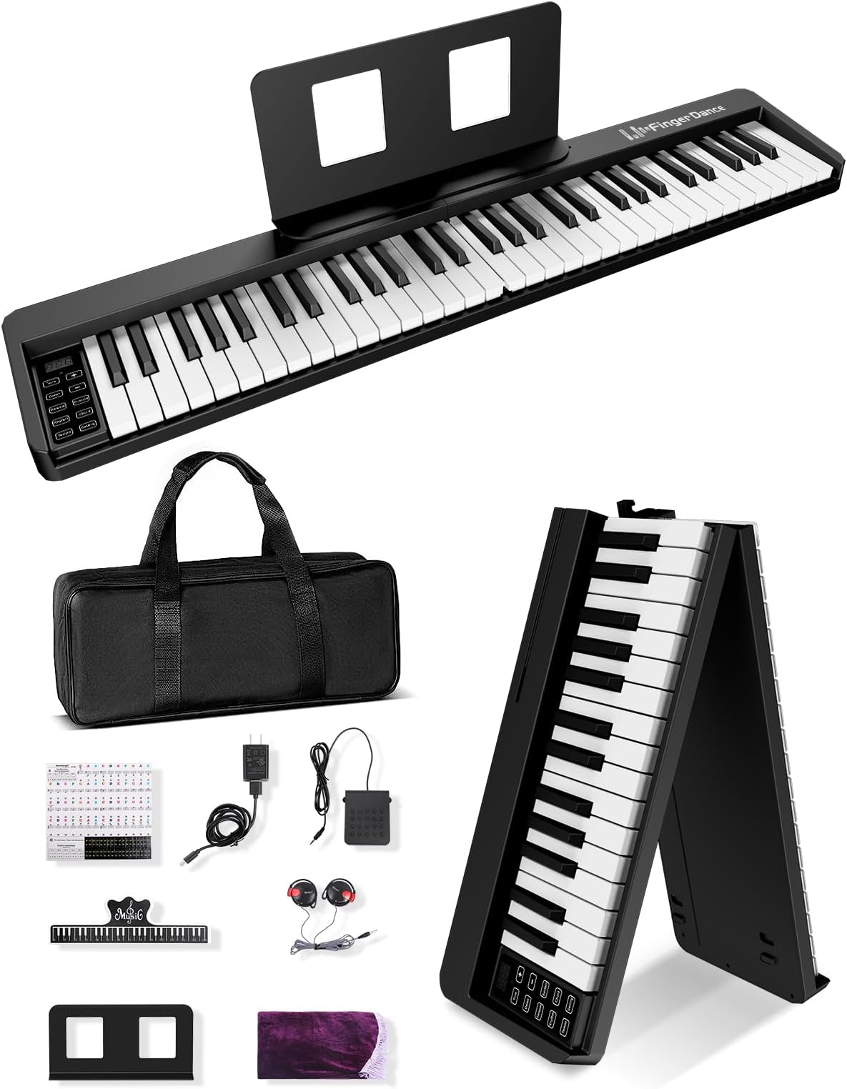 Amazon.com: Cossain Piano Keyboard 61 Keys, Folding Digital Piano with ...