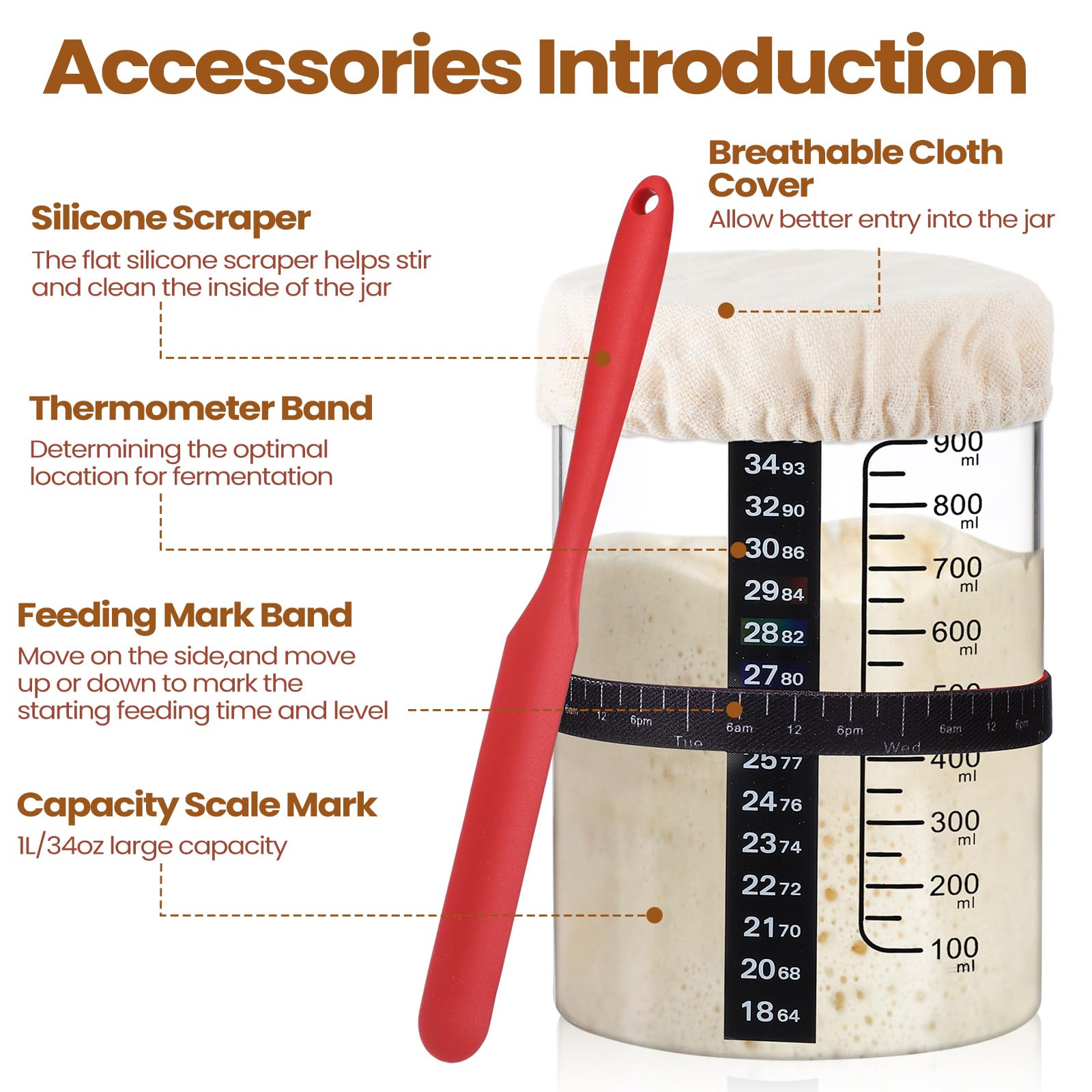 Snapklik.com : Potchen 2 Set Sourdough Bread Starter Kit 34oz Sourdough ...