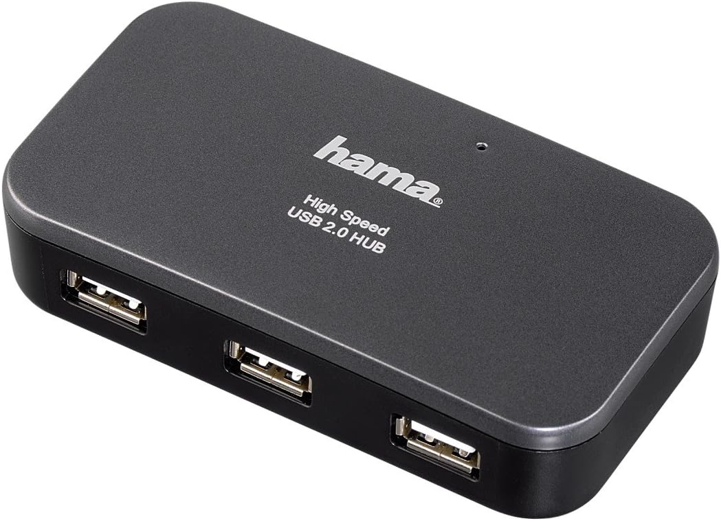 Hama 4-Port USB 2.0 Hub mit Netzteil und Schachtel anthrazit/schwarz ...
