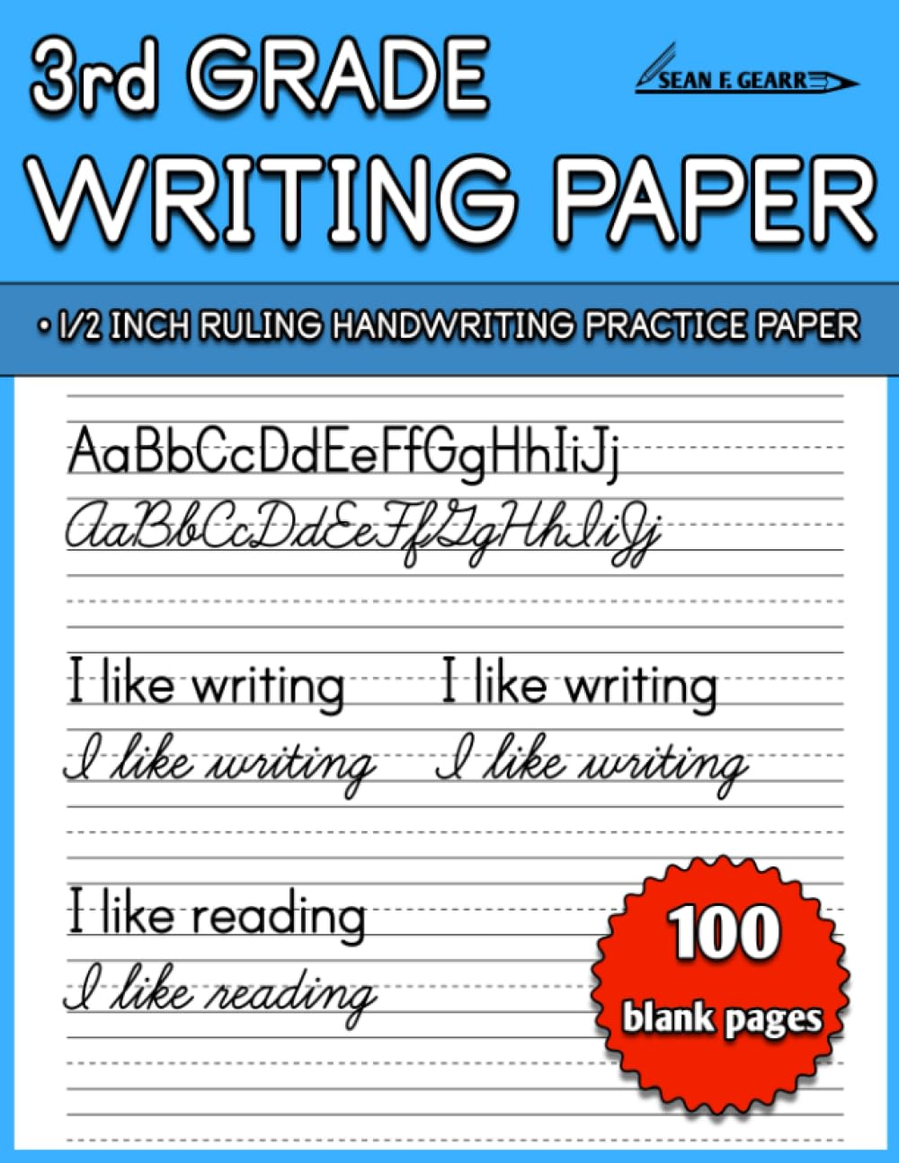 3rd Grade Writing Paper: 1/2 Inch Ruling Handwriting Practice Paper ...