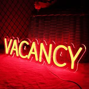 JFLLamp VACANCY Neon Signs for Wall Decor Neon Lights for Bedroom Led ...